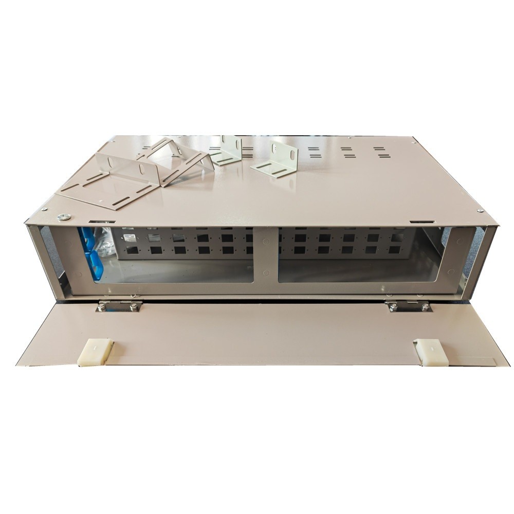 Quality Grey 48 Port Patch Panel 2U SC Fiber Optic Distribution Box Rotation Type for sale