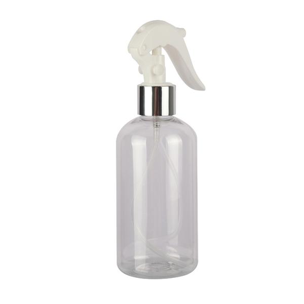 Quality Luxury Transparent Spray Bottle Round Shoulder PET Anodized Aluminum Trigger for sale