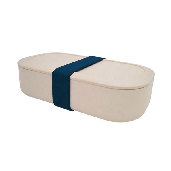 Quality Single Layer Waterproof Plastic Lunch Box with Partition and Blue Bamboo Fiber Material for sale
