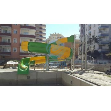 Quality 3 Meters High Open Body Slide, Green And Yellow Swimming Pool Slide for sale