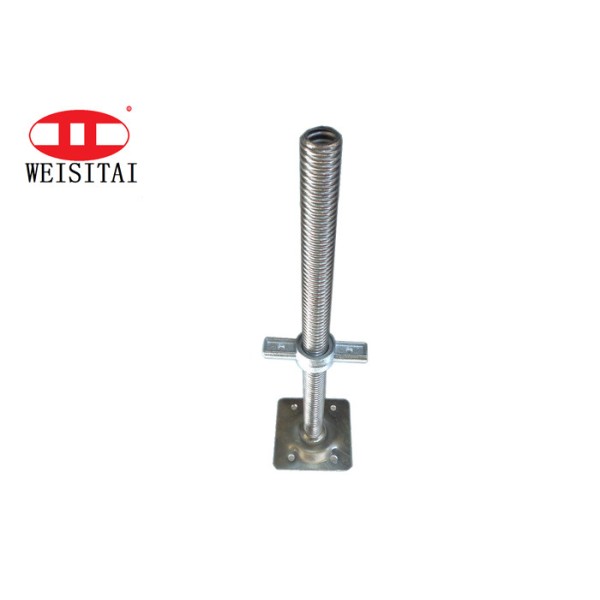 Quality Electro Galvanized 32mm Adjustable Screw Jack Base Solid Scaffolding U Head for sale