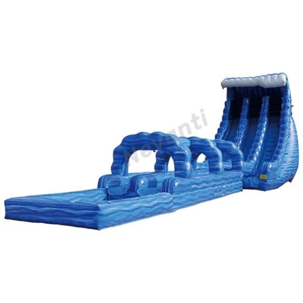 Quality Customized Inflatable Water Slide with Pool Blue Crush 2 Lane Run N Splash Combo for sale