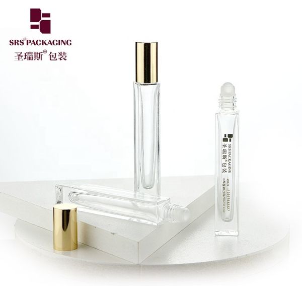Quality 10ml Square Shape Thick Wall Glass Roll On Bottle with Roller Ball Applicator for sale