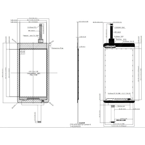 Quality 5.0 4.99'' 720 X 1280 IPS MIPI ILI9881D TFT LCD Module View Angle Capacitive for sale