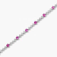 Quality 3MM White Zircon Ruby Tennis Bracelet Round Cut Sterling Silver Tennis Bracelet for sale