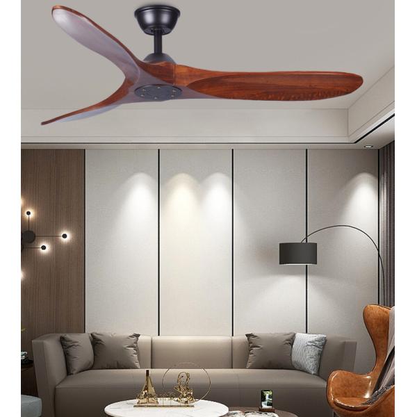 Quality Brown ECO Solid Wood Ceiling Fan 52in 3 Blade Wood Fan for sale