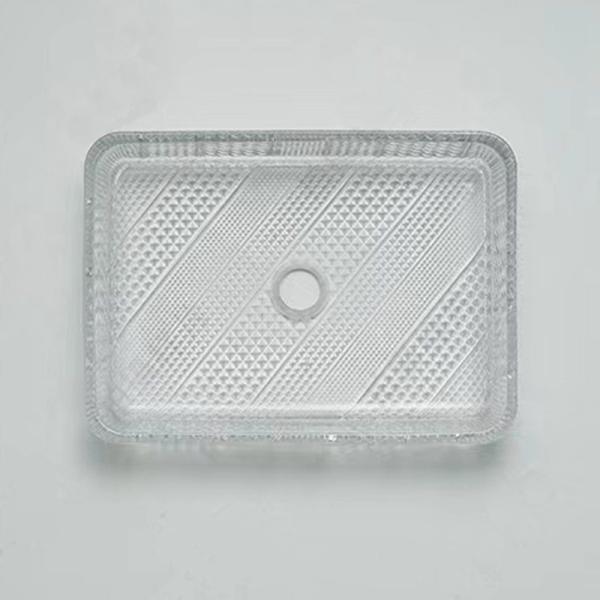 Quality Rectangular Glass Wash Basin Table Top 12 Inch Crystal Clear for sale