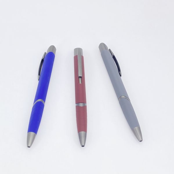 Quality School Stationery Triangle Plastic Ball Pen Soft Coating Matt Ballpoint Pen With Logo for sale