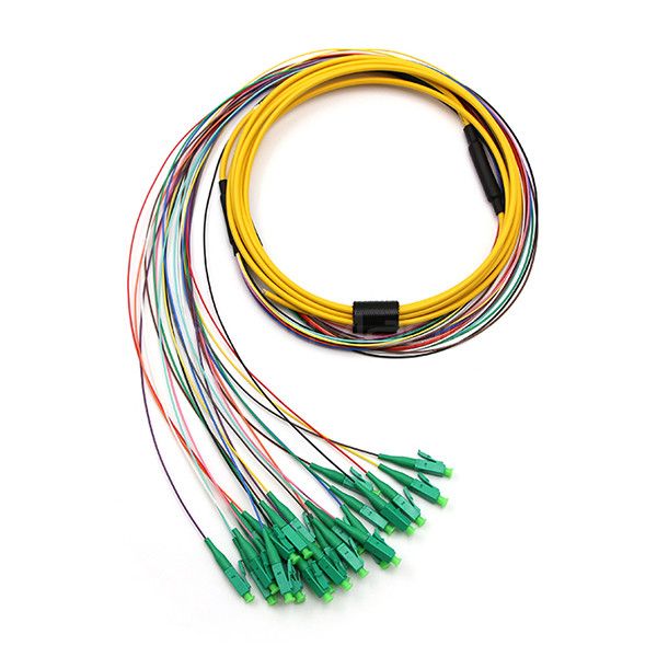 Quality LC APC 24 Cores OFNR W/2 Tight Buffer Fiber Optic Cable Single Mode OS2 Yellow Jacket for sale