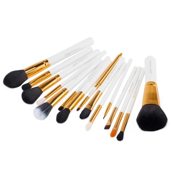 Quality White Gold Jessup 15 Pcs Makeup Brush Set dense Handcrafted for sale