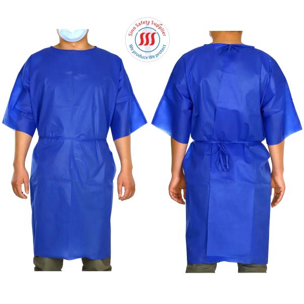 Quality Lightweight 35gsm PP Disposable Gown Contact Isolation Lab Gown for sale