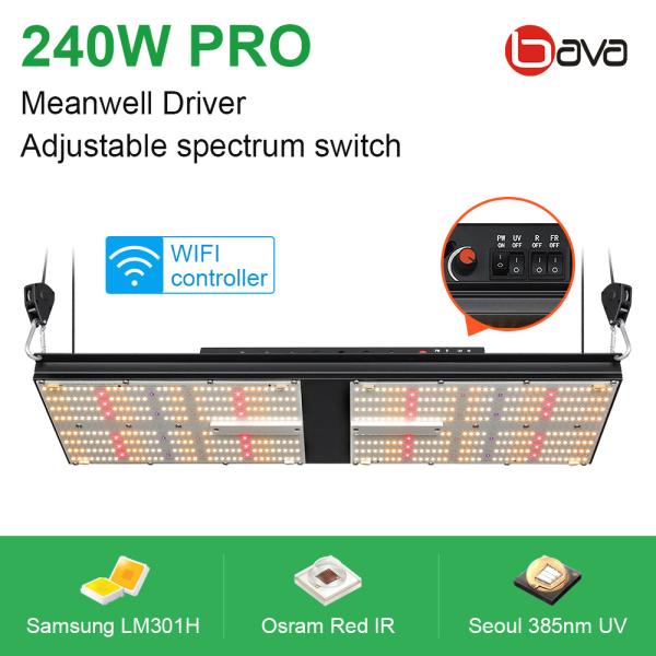 Quality UVA lm301h 240W LED Grow Light AC100-277V Adjustable Spectrum for sale