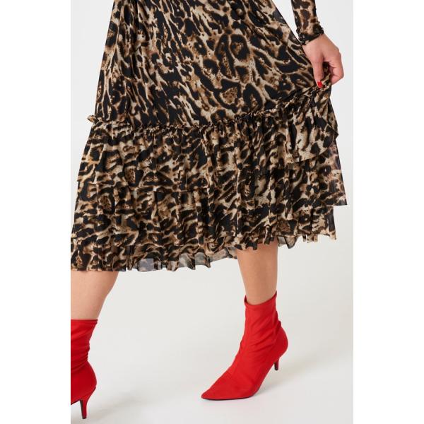 Quality Fashion Women Leopard Print Long Sleeve Women Maxi Dresses for sale