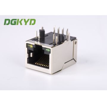 Quality Metal shield Female 1x1 tab down 100base PoE RJ45 Network Jack with Led for Set for sale