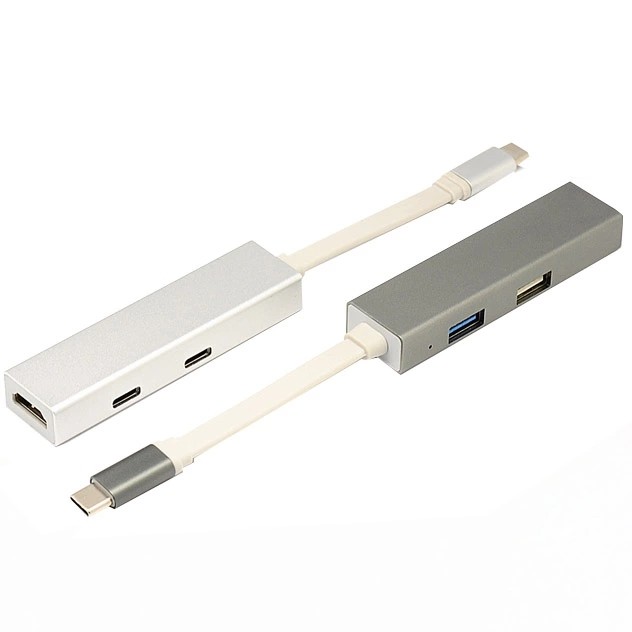 Quality HDMI 4K Silver 5 In 1 Aluminum Alloy Powered USB C HUB for sale