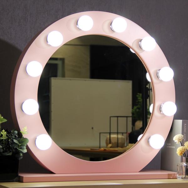 Quality Desktop Makeup Mirror With Lights Custom Hollywood Style Round Led Bathroom for sale