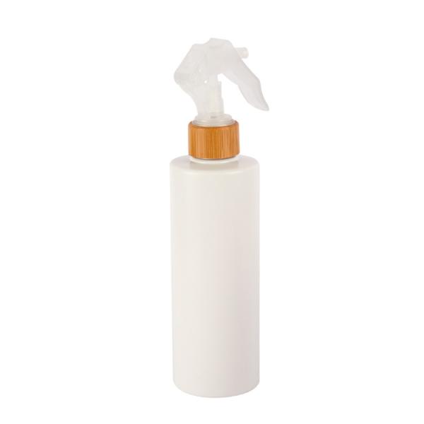 Quality White Flat Shoulders PET Natural Bamboo Trigger Spray Bottle For Perfume Toner for sale