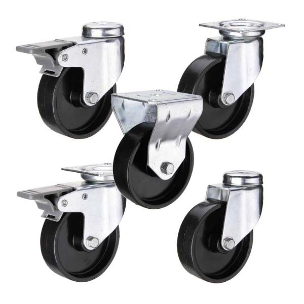 Quality Black 60kg Loading 80mm Industrial Casters For Trolley for sale