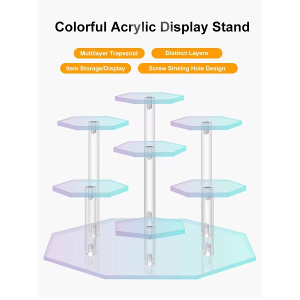 Quality 13cm Dia X 9cm Hexagon Acrylic Display Shelf For Action Figures Dolls Jewelry Storage for sale