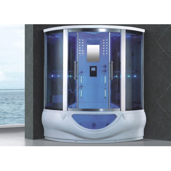 Quality 1700mm White Acrylic Corner Steam Room with Shower Massage Bathtub for sale
