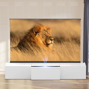 Quality White Motorized Laser TV Cabinet Customized Sliding TV Cabinet Wooden Short for sale