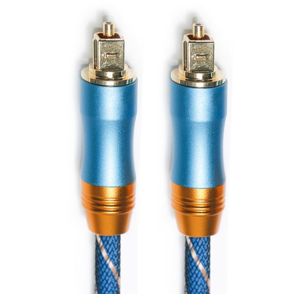 Quality Toslink Digital Cable Premium OD6.0 Knited Rope Plated Frosted Shell Square Interface Blue 1.5M HiFi Sound For Subwoofer for sale