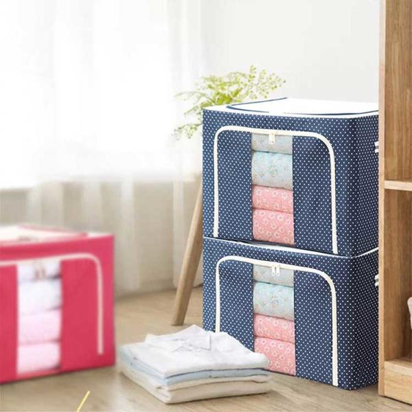 Quality Daily Foldable Oxford Cloth Fabric Household Storage Containers With Zipper Covered 72L for sale