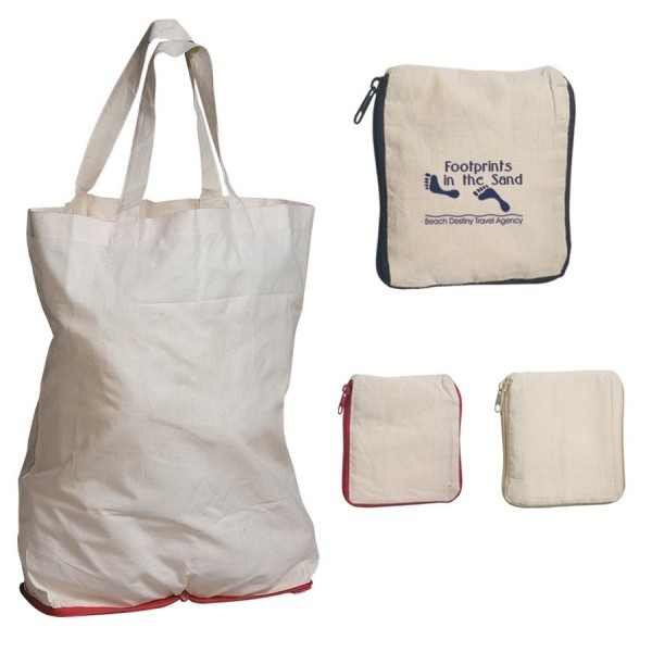 Quality 8OZ 10OZ Canvas Cotton Collapsible Grocery Bags Foldaway Shopping Bag Custom Printing for sale