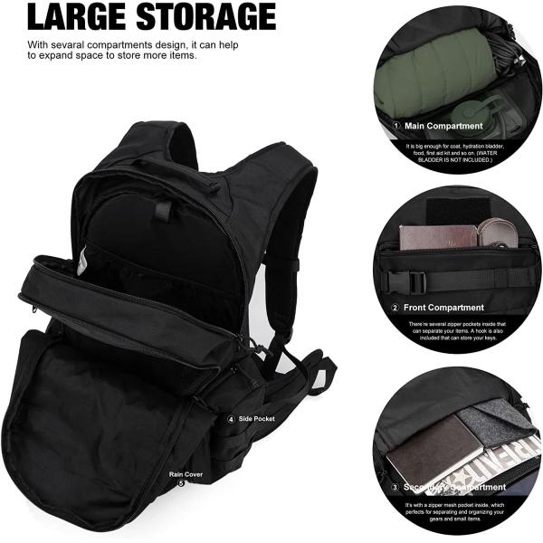 Quality 28L Military Tactical Backpack With Hydration Compartment For Men Black for sale