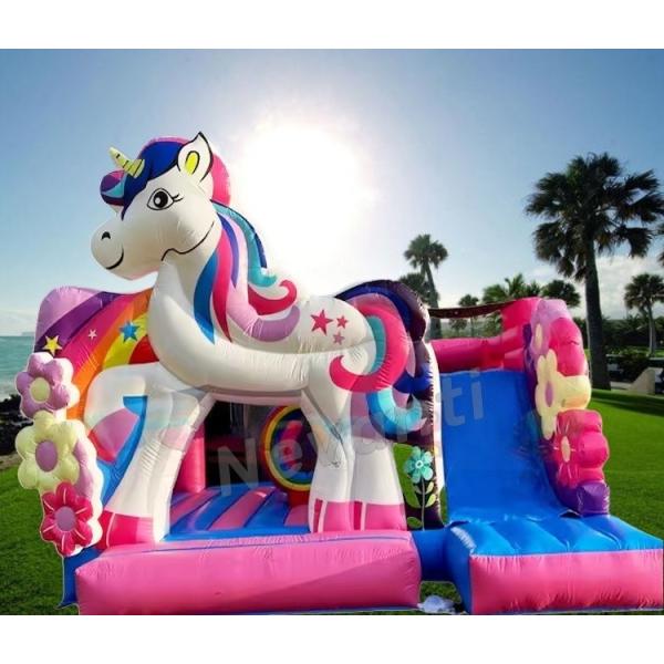 Quality 3D Design Kids Bounce House Jumping Castle with Slide and Unicorn Customizable for sale