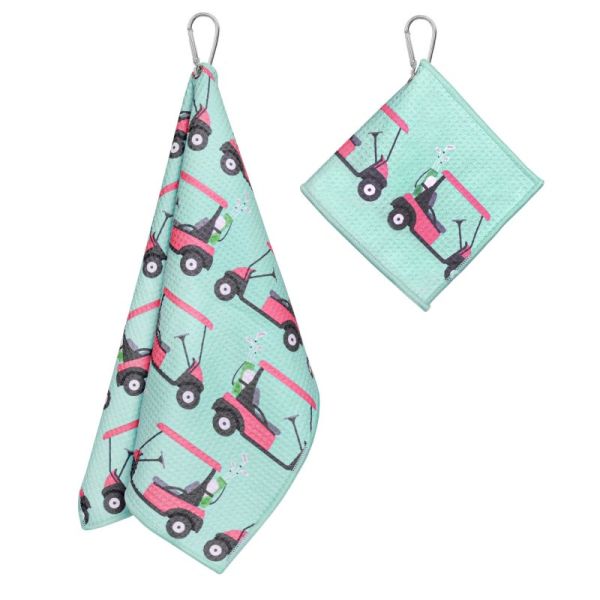 Quality OEM ODM Waffle Weave Printed Microfiber Golf Towel Custom Logo for sale