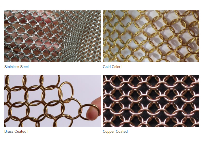 Stainless Steel Ring Mesh Curtains ,  Metal Mesh Drapery For Space Divider