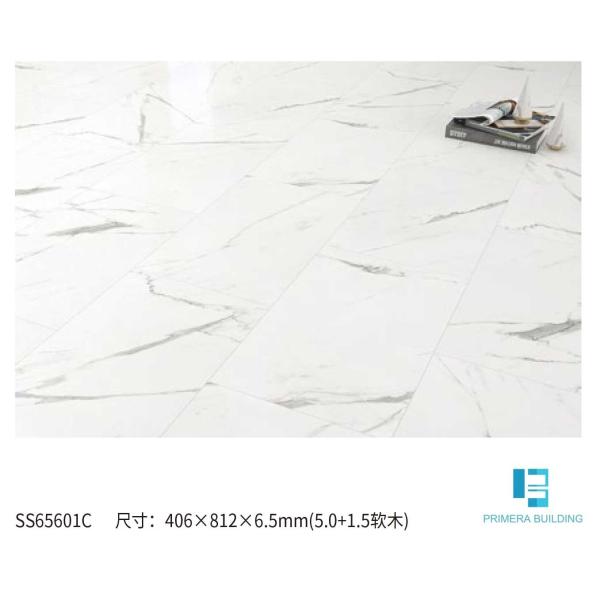Quality SPC Carrara Marble Vinyl Flooring 5.0mm UV Coated Interlocking for sale