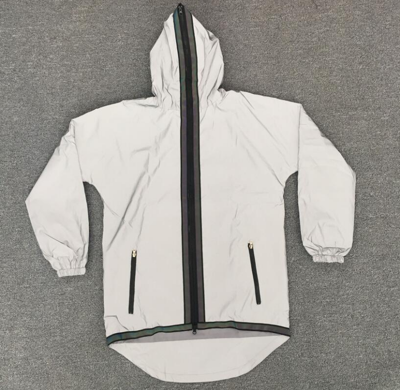 Reflective zipper in different lighting conditions