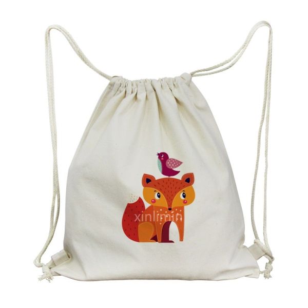 Quality Logo Customized Logo Reusable Cotton Canvas Drawstring Shopping Bag for Eco-Friendly for sale