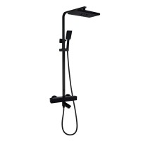 Quality Solid Brass 59 Thermostatic Shower Faucet Black Shower Head Set Polished for sale
