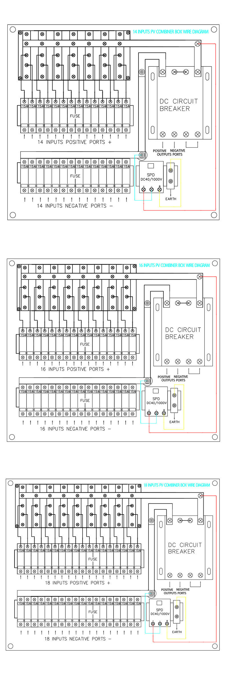 PV Array 1-24 String DC 1000V Solar PV Combiner Box Outdoor Panel Distribution Junction Boxes