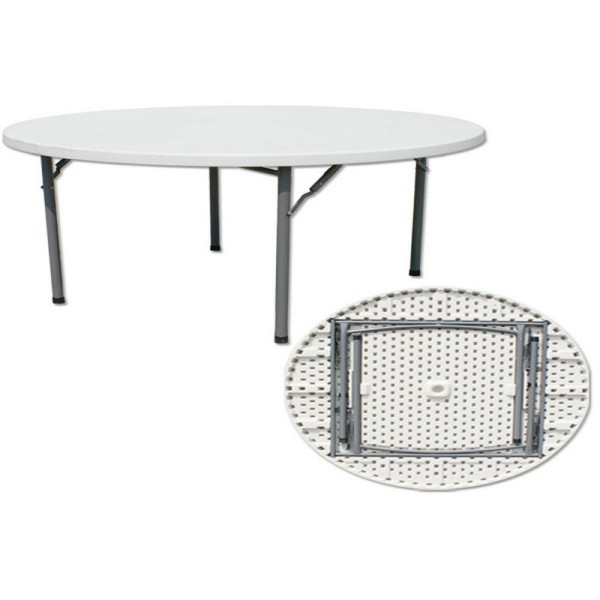 Quality Function Mail Packing HDPE Blow Molded Plastic Round Banquet Folding Table for for sale
