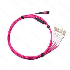 Quality 12core OM4 MPO Fan Out Optical Patch Cord LC Fiber Optic Patch Cords for sale