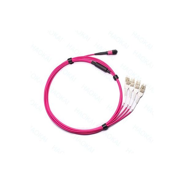 Quality 12core OM4 MPO Fan Out Optical Patch Cord LC Fiber Optic Patch Cords for sale