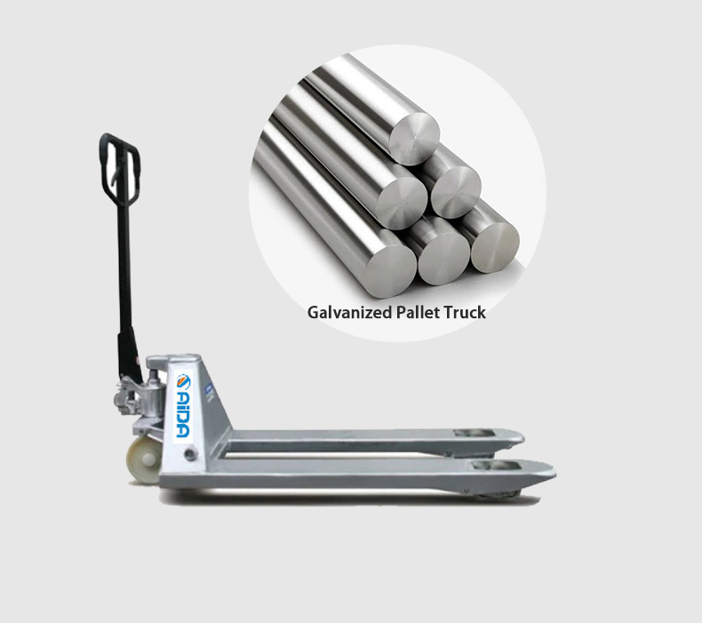 Aida CE SGS ISO Factory Casting Pump Hydraulic Galvanized Steel Hand Pallet Truck Jack 2 Ton Manual Forklift Truck