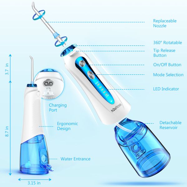 Quality Rechargeable Cordless Water Flosser Hf 9 With 2500mAh Battery for sale