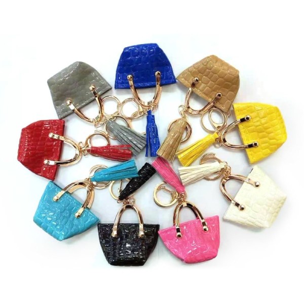 Quality Glitter Leather Small Purse Keychain , Chorme Plated Change Pouch Keychain for sale