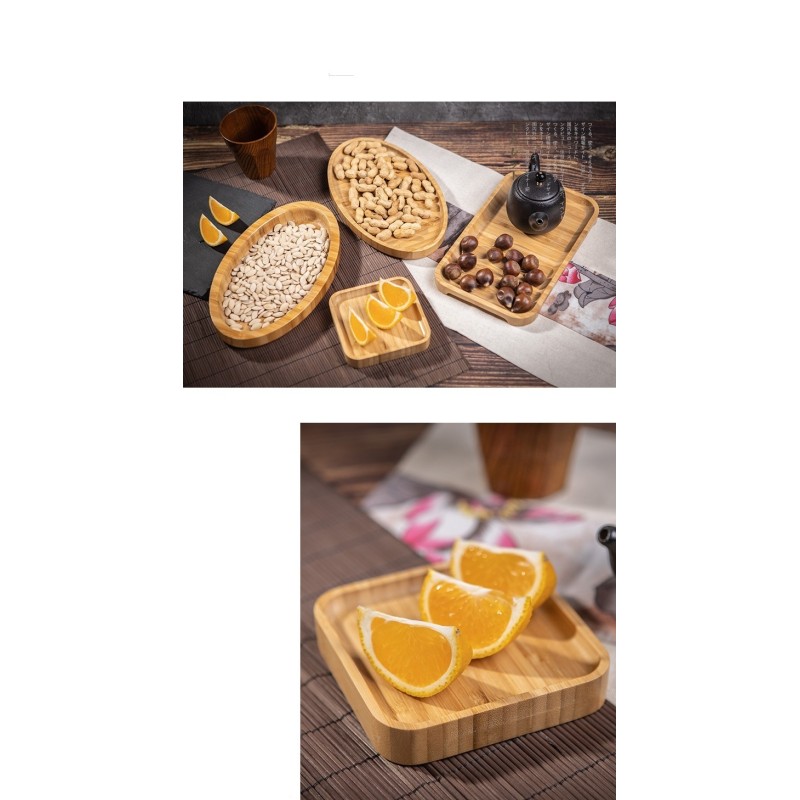 Bamboo Tray Japanese Wooden Tray Rectangular Simple Tea Tray Household Water Cup Tray Wooden End Plate Barbecue Tray Custom