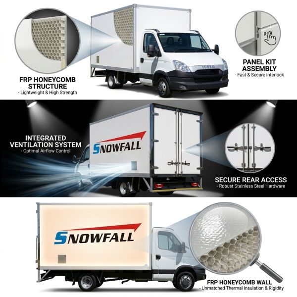 Quality Ventilation System Equipped FRP Honeycomb Dry Cargo Box with Panel Kit Assembly for sale