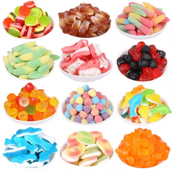 Quality OEM Custom Fruit Soft Candy Gummy Bear Bulk Gummy Worms Multi Colored for sale