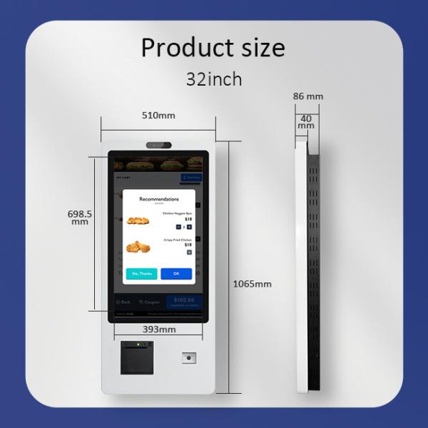 Quality Self Service Kiosk Ordering System POS Terminals Receipt Printers For Fast Food for sale