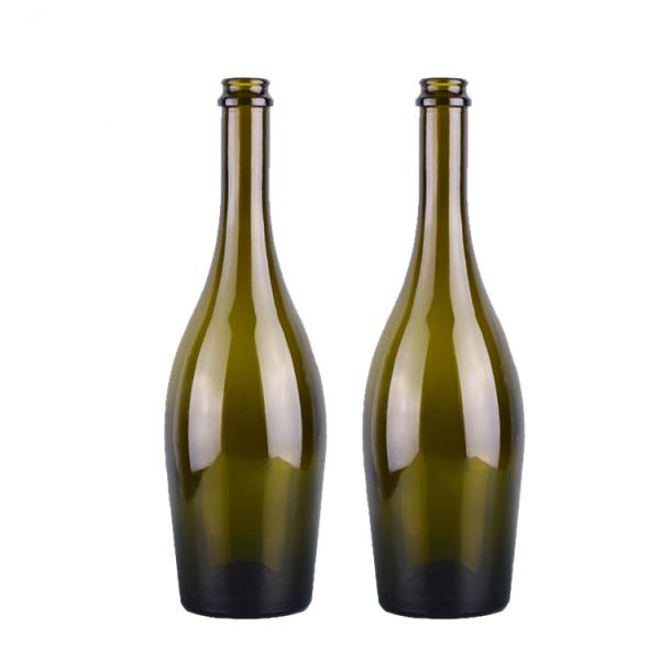 Quality Champagne Shaped Glass Wine Bottle Empty Antique Green Wine Packaging 750ml for sale