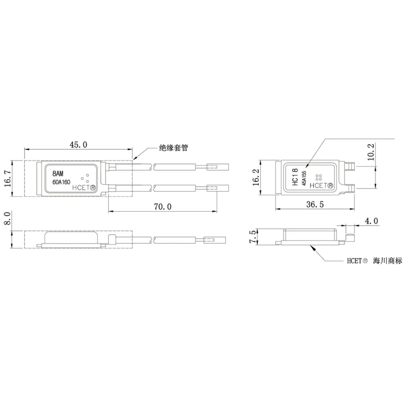 HC18/8AM Series Overload Protector side view
