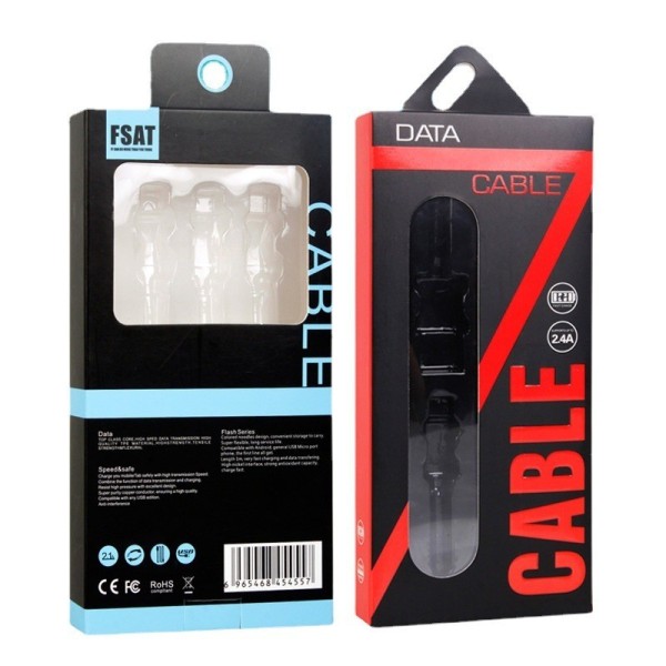 Quality CMYK Custom Art Coated Paper USB Cable Data Cable Packaging Box with Hanger Hole for sale